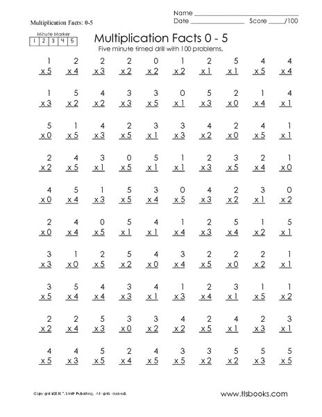 5’s Multiplication Worksheets