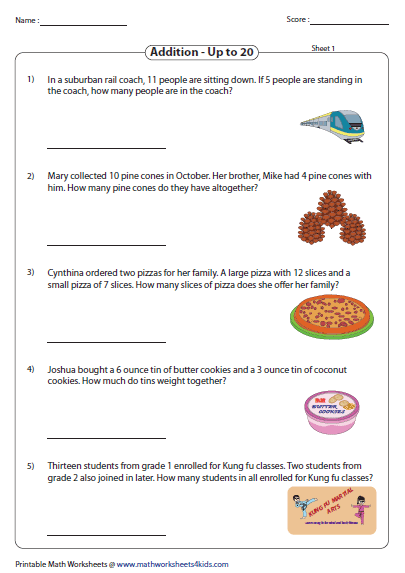 Addition Word Problems Worksheets | Free Worksheets Samples
