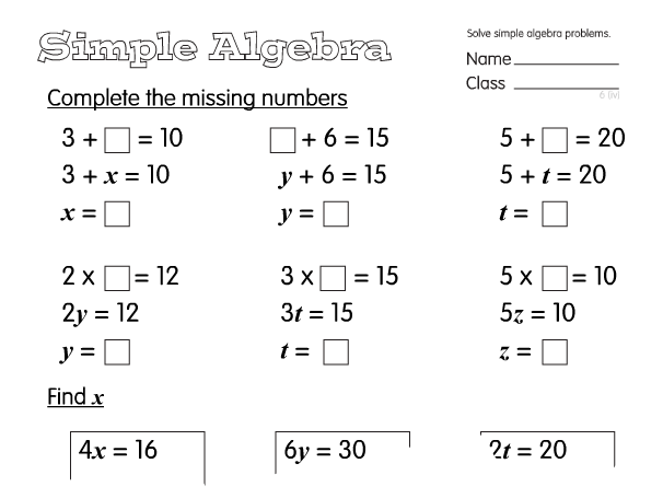 Algebra Worksheets Year 6 Free | Free Worksheets Samples