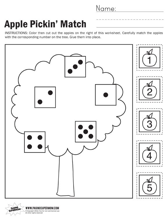Apple Math Worksheets Kindergarten