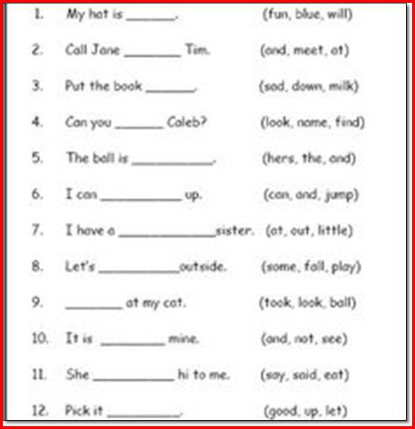 Beginning Reading Worksheets