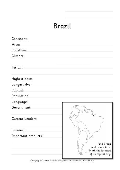 Brazil Worksheets Free Printables