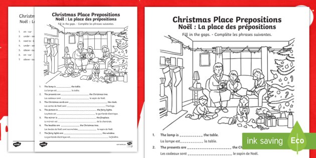 Christmas Place Prepositions Fill | Free Worksheets Samples