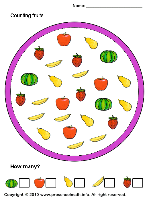 Counting Fruits | Free Worksheets Samples