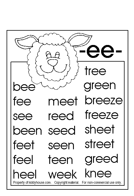 Ee Words Worksheet Worksheets For All | Free Worksheets Samples