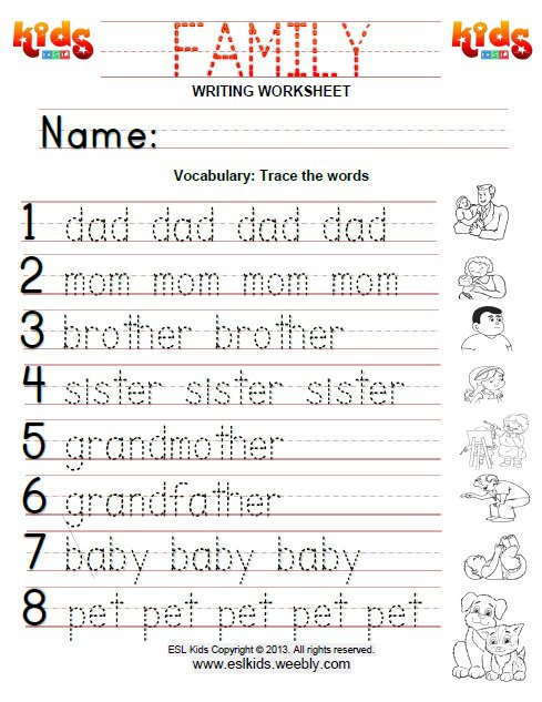 Family Worksheets For Kindergarten | Free Worksheets Samples