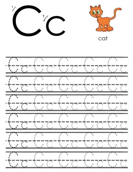 Free Alphabet Tracing Letter C Worksheet Preschool Crafts | Free ...