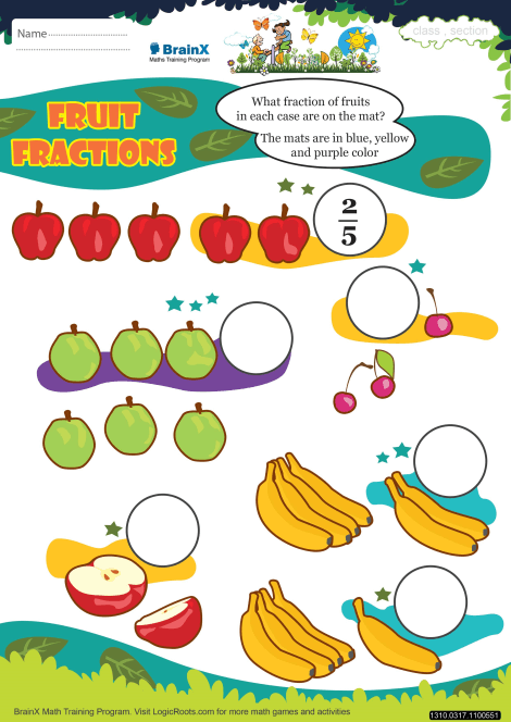 Fruit Fractions Math Worksheet For Grade 3 | Free Worksheets Samples