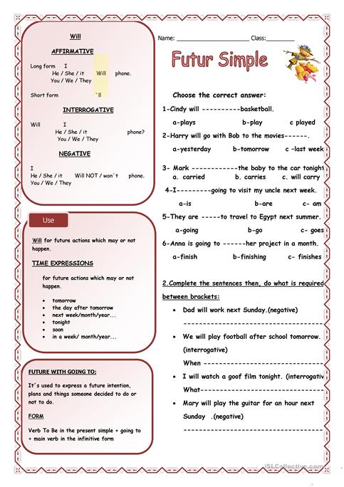 Future Simple Worksheets