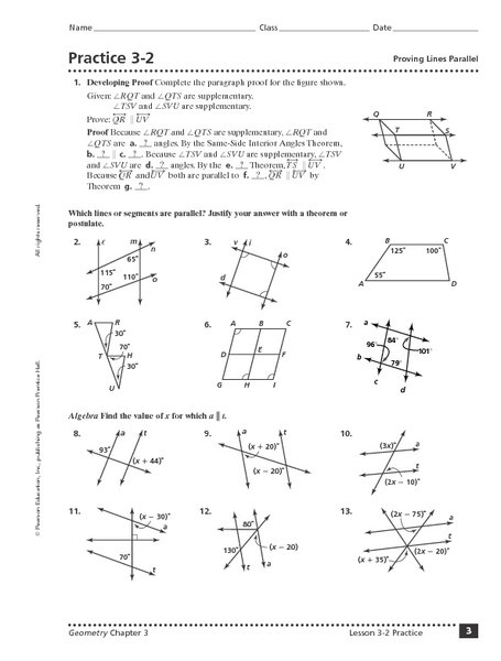 Proving Lines Parallel Worksheets