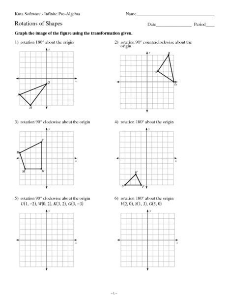 Geometry Rotations Worksheets
