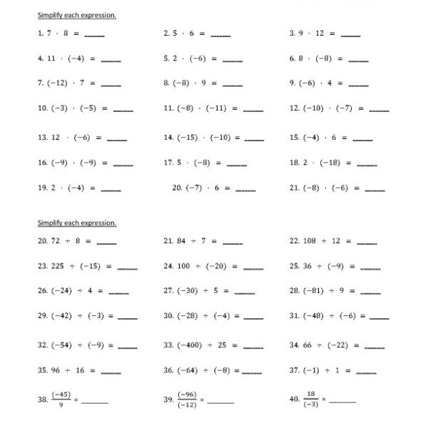 Math Worksheets For 8th Grade Pre Algebra Worksheets For All | Free ...