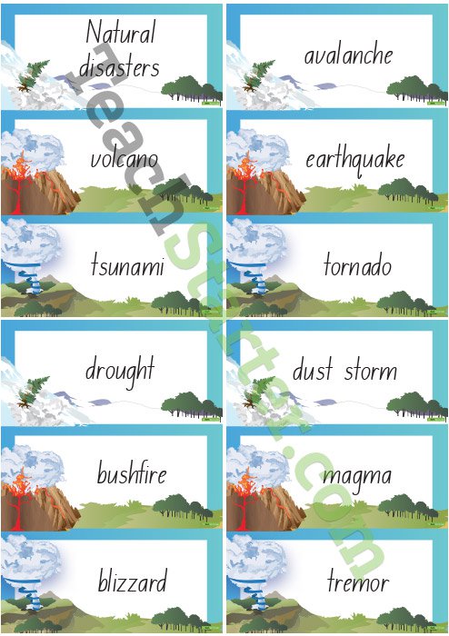 Natural Disaster Word Wall Vocabulary | Free Worksheets Samples