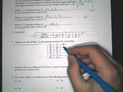 Quantum Numbers Practice Worksheets With Answers