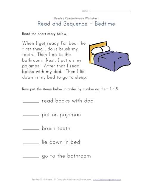 Read And Sequence Bedtime Worksheet | Free Worksheets Samples