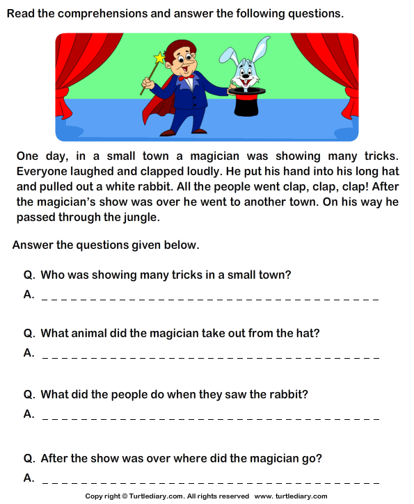 Reading Comprehension Magician Worksheet | Free Worksheets Samples