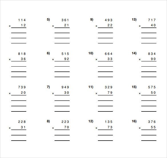 Long Multiplication Worksheets Printable
