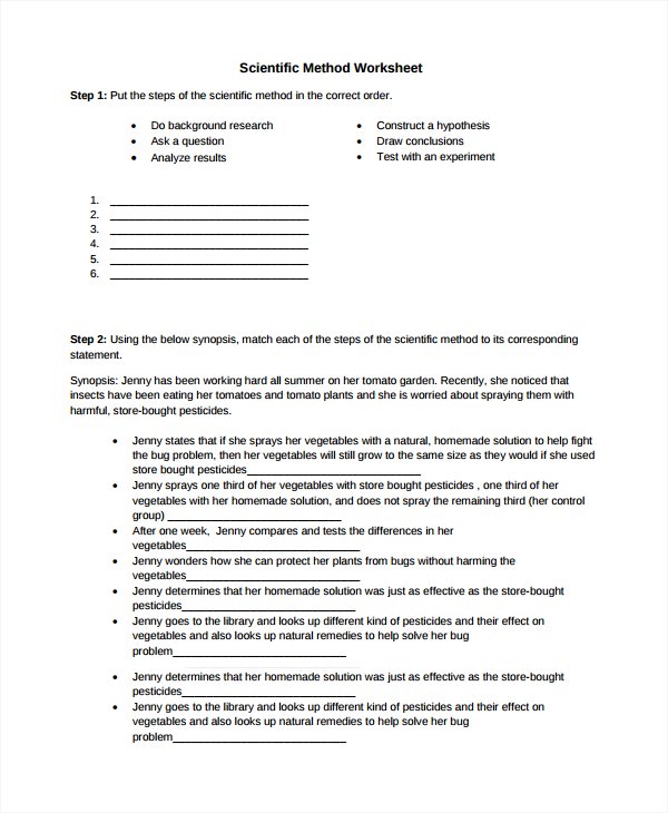 Scientific Method Matching Worksheet Worksheets For All | Free ...