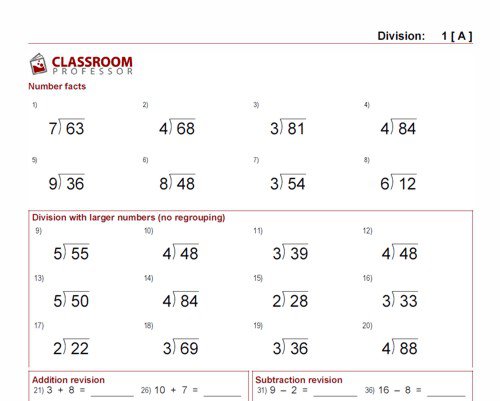Short Division Worksheets For Grade 4 Worksheets For All | Free ...
