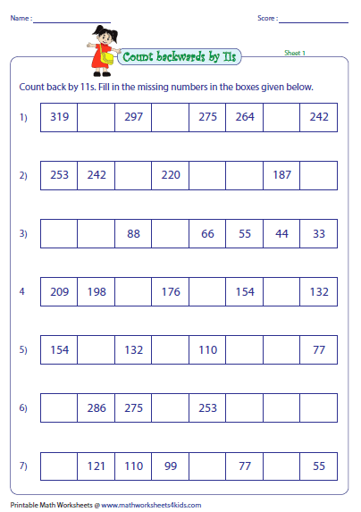 Skip Counting By 110s Worksheets