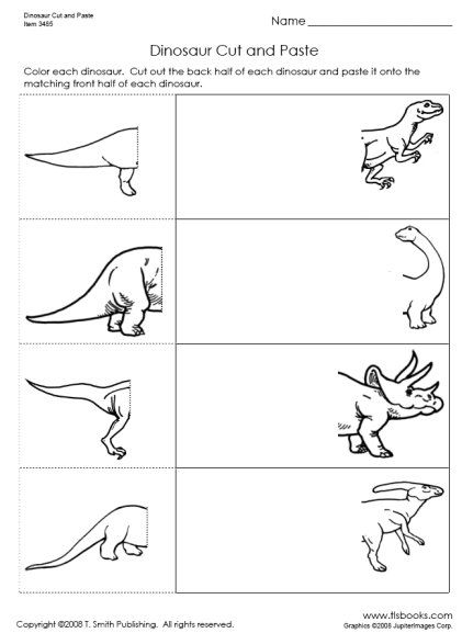 Snapshot Image Of Dinosaur Cut And Paste Activity | Free Worksheets Samples