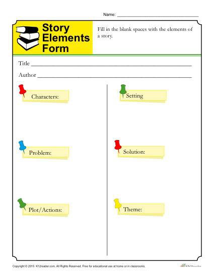 Story Elements Form Template For Students | Free Worksheets Samples