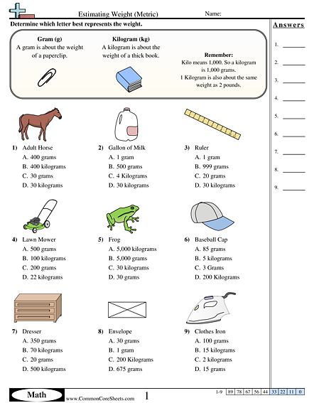 Weight Worksheets | Free Worksheets Samples