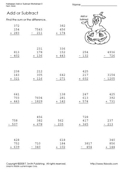 4th Grade Math Addition And Subtraction Worksheets Worksheets For ...
