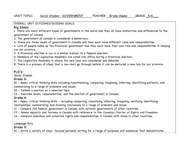 Canadian Government Worksheets