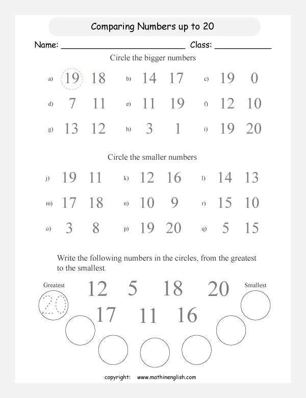 Bigger And Smaller Numbers Worksheet Worksheets For All | Free ...