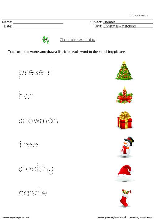 Christmas Matching Worksheets
