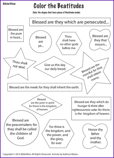 Color The Beatitudes | Free Worksheets Samples