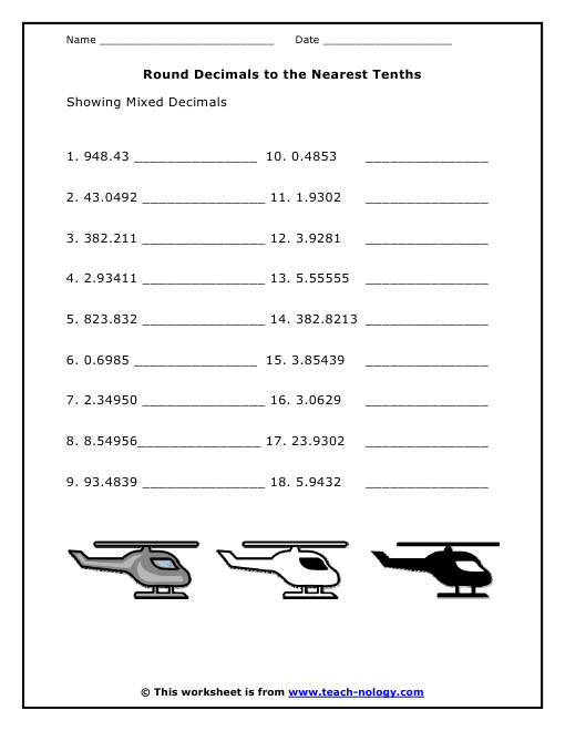 Comparing Decimals To The Thousandths Worksheets