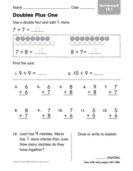 Doubles And Doubles Plus One Worksheets Worksheets For All | Free ...