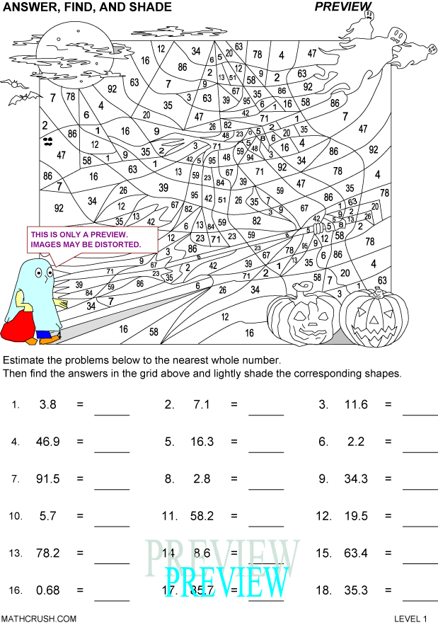 Math Halloween Worksheets For Middle School