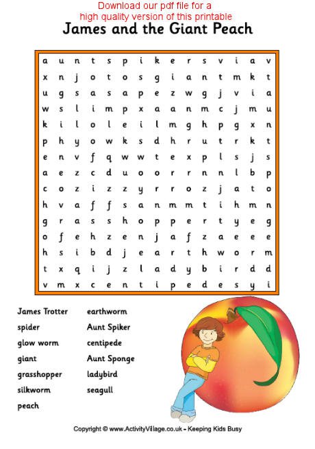 James And The Giant Peach Worksheets