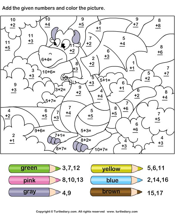 Addition Worksheets For Kindergarten Color By Number