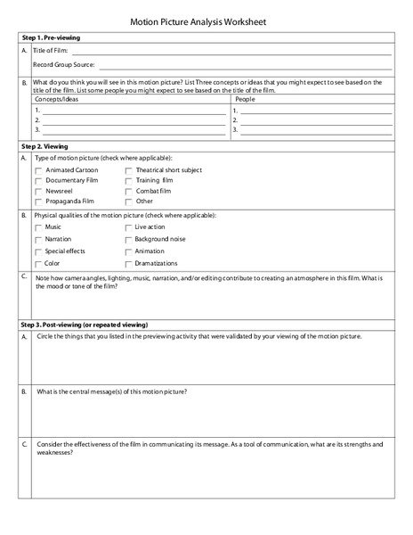 Movie Analysis Worksheets