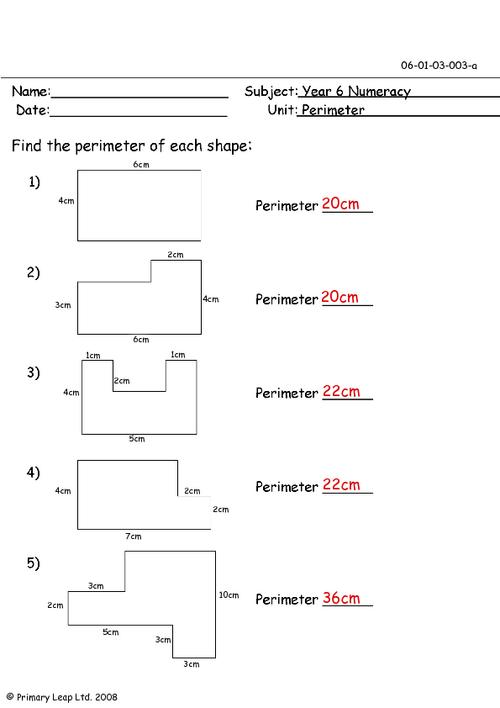 Perimeter Worksheets Year 6