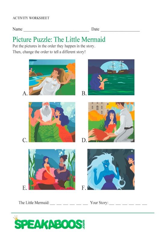 Picture Puzzle The Little Mermaid | Free Worksheets Samples