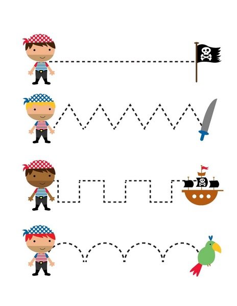 Pirate Worksheets Trace The Lines | Free Worksheets Samples
