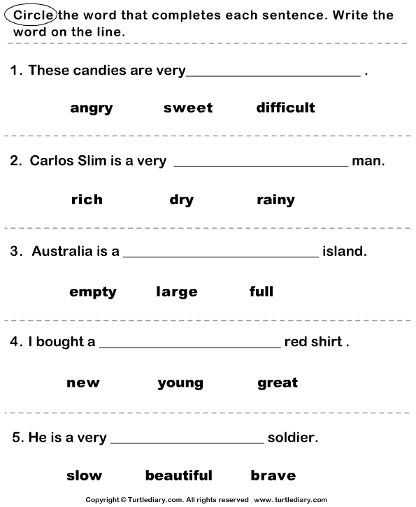 Printables Grade 1 Adjectives Worksheets Tempojs Thousands Of | Free ...