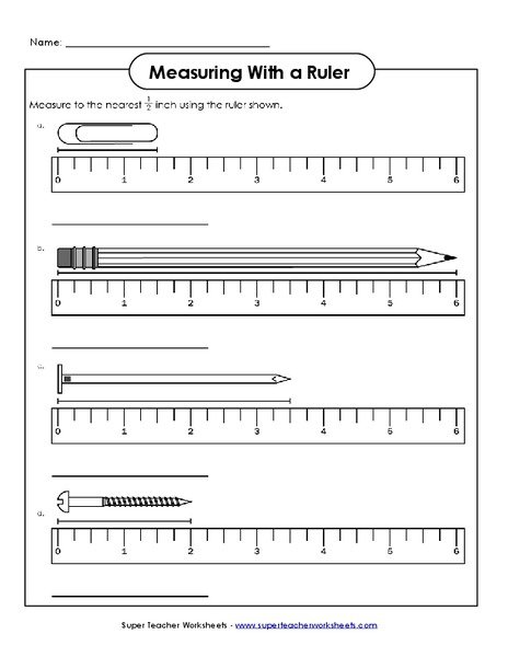 Reading A Standard Ruler Worksheets