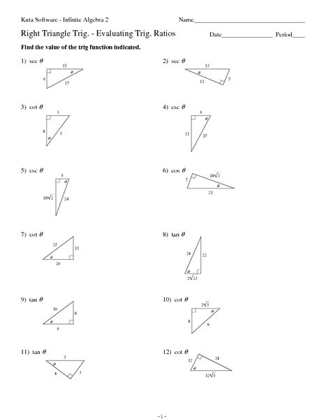 Solving Right Triangles Worksheets Answers