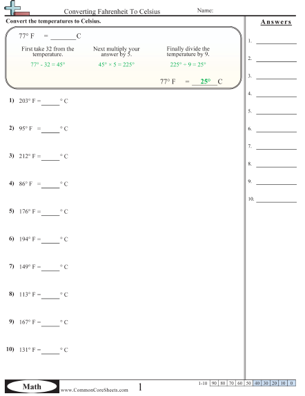 Temperature Conversion Worksheet Answer Key Worksheets For All | Free ...