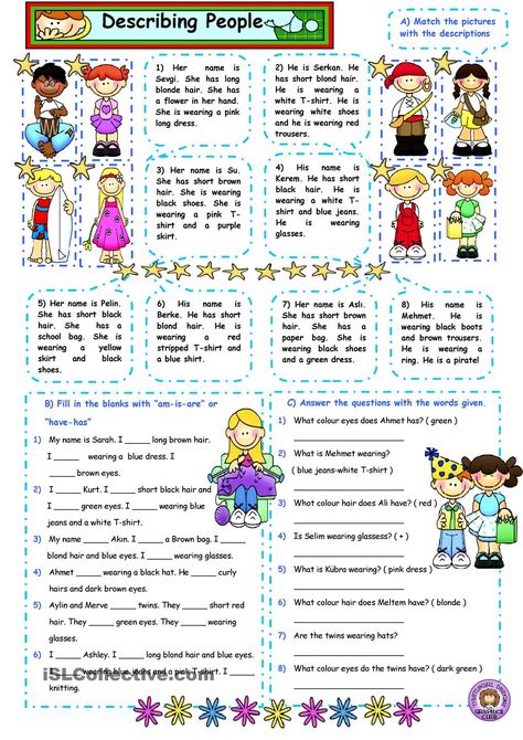 Describing People In Spanish Worksheets