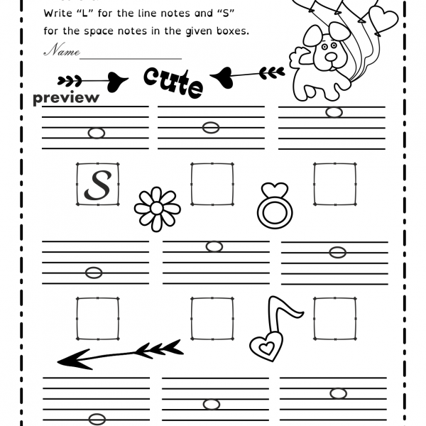 Valentine`s Day Music Worksheets {lines | Free Worksheets Samples