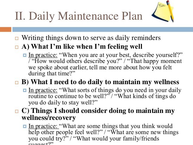 Wellness Recovery Action Plan Worksheets