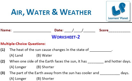 Worksheets On Air For Grade 1