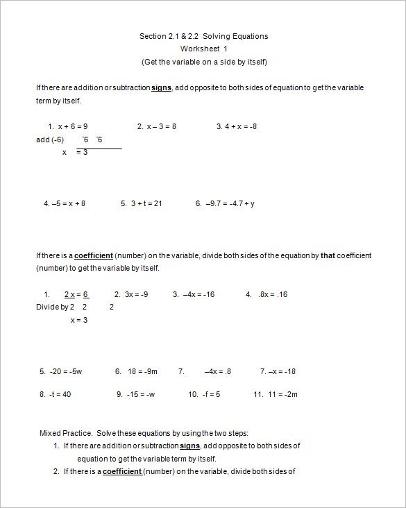10+ College Algebra Worksheet Templates â Free Word & Pdf | Free ...